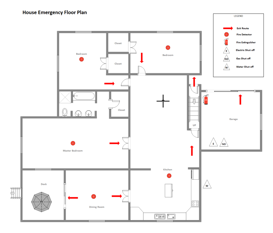 Fire Escape Evacuation Diagram Downloadable Pdf Printable Art Collectibles Drawing 