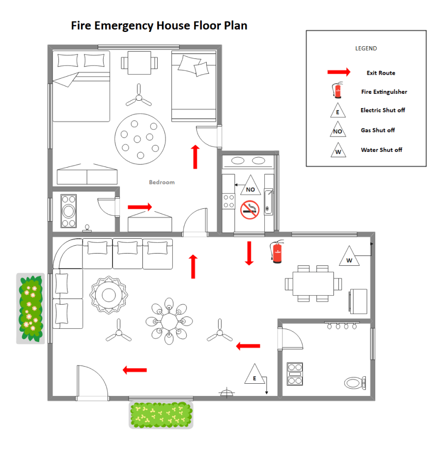 Free Editable Fire Escape Plan Examples & Templates | EdrawMax