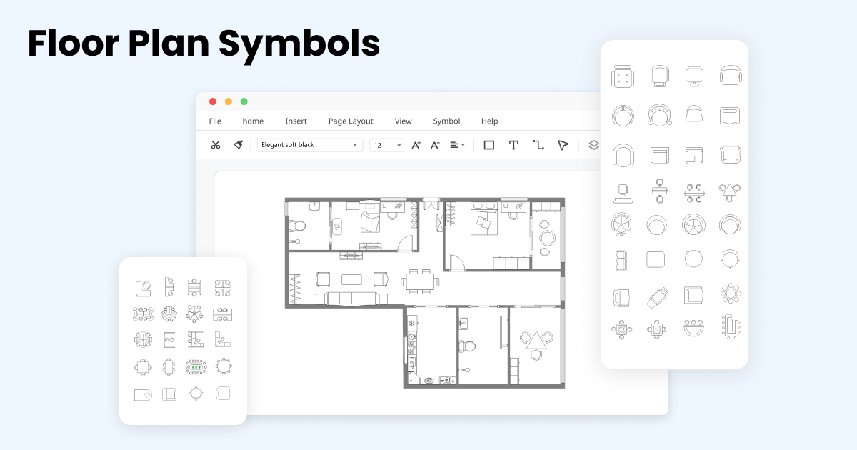 Floor Plan Symbols Meanings EdrawMax Bed Foot Booster Furniture 